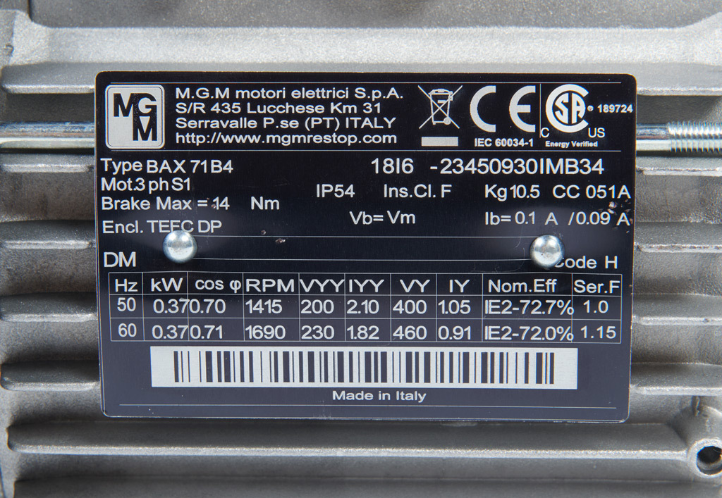 IE2 High Efficiency AC Motor: general purpose, inverter rated and brake ...