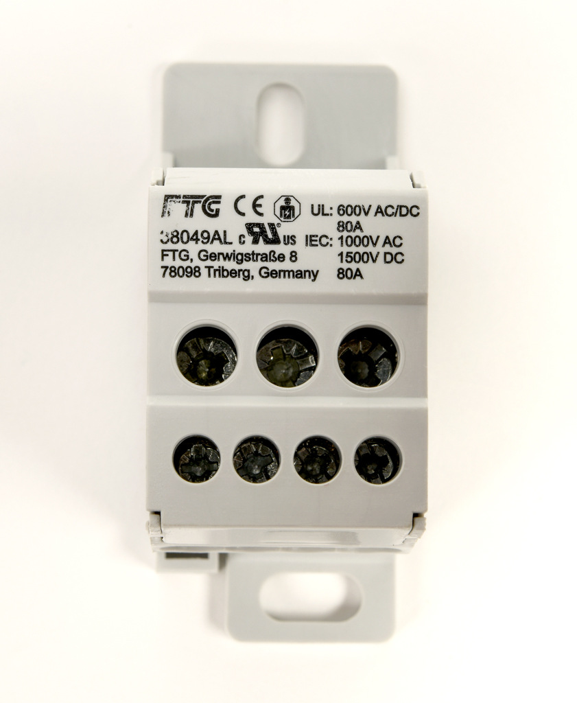 Terminal Block: enclosed, 80A, 1-pole, UL 1059 recognized (PN# 38049AL ...