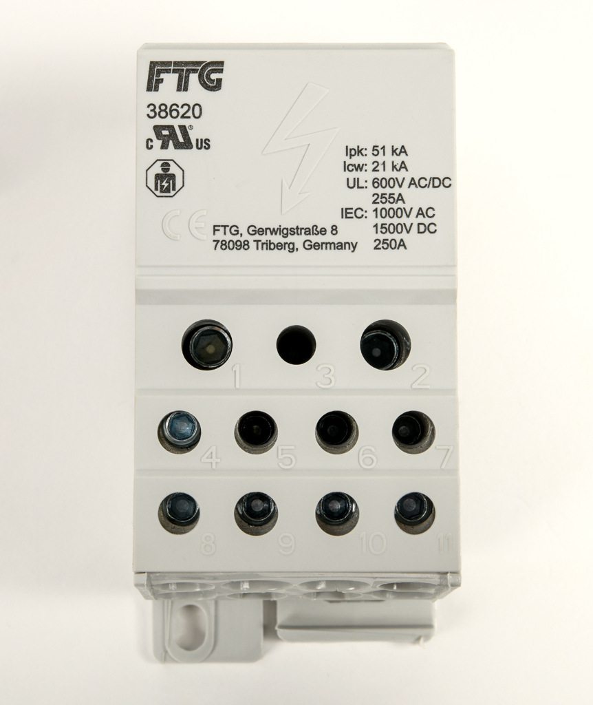Terminal Block: enclosed, 225A, 1-pole, UL 1059 recognized (PN# 38620) | AutomationDirect