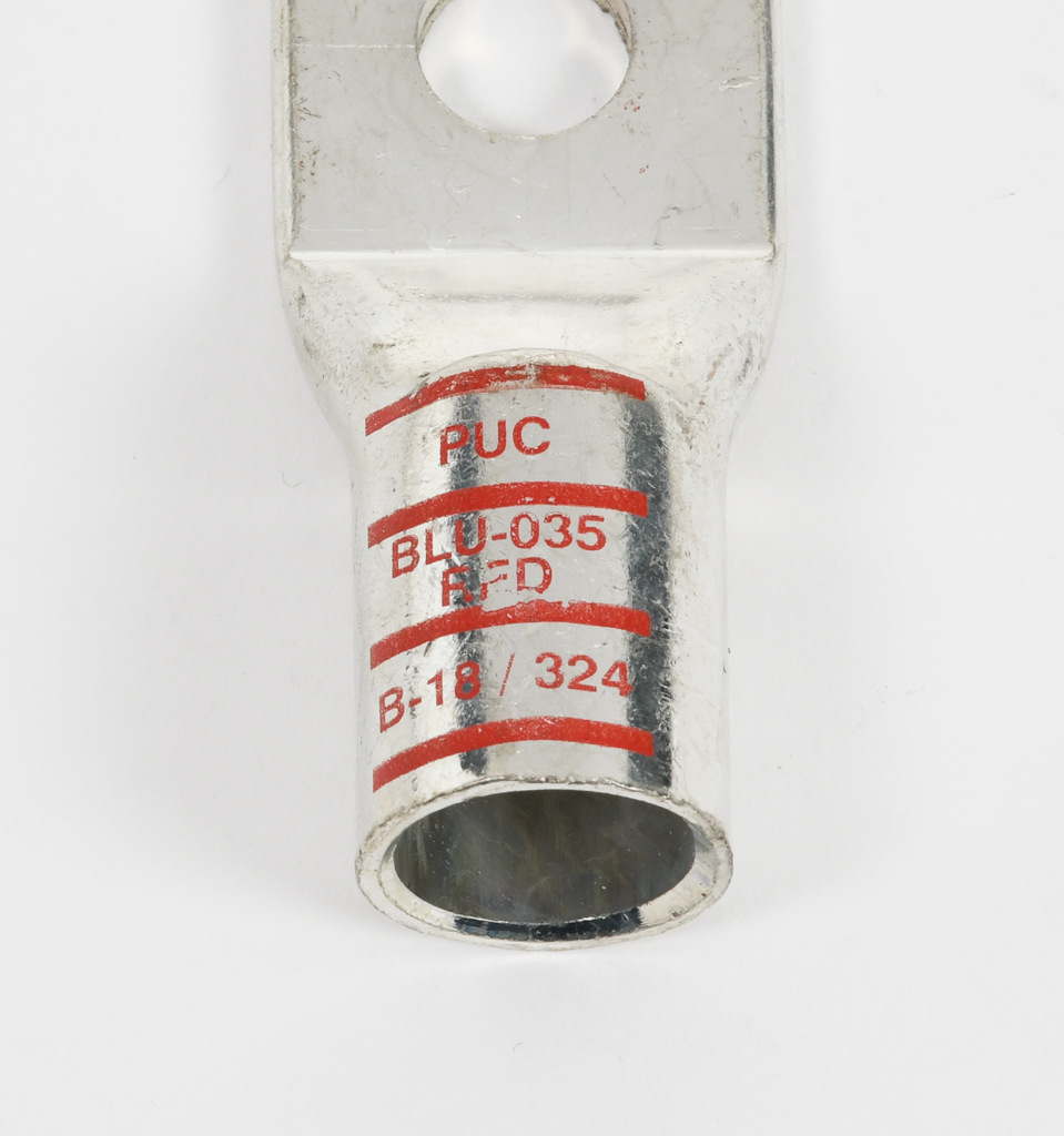 Compression Lug: standard barrel, 35 kV, 1 openings (PN# BLU-035D-1 ...
