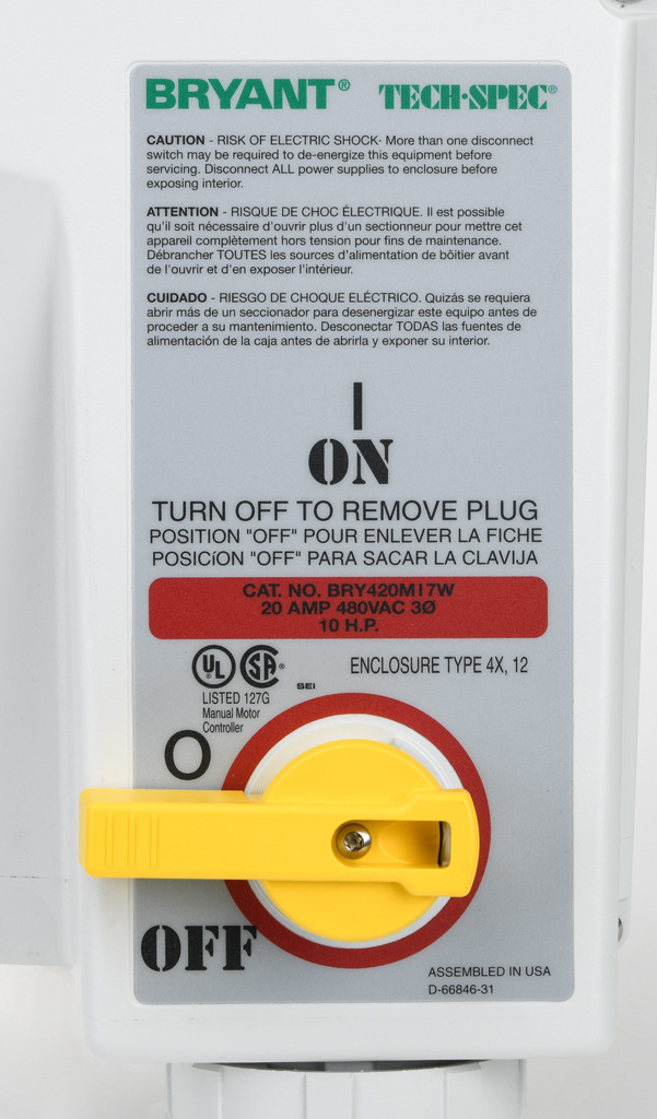 Pin and Sleeve Mechanical Interlock: 3-pole, UL 508 rated, 20A (PN ...