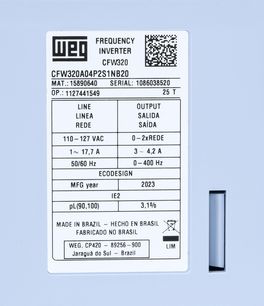 WEG Electric AC General Purpose Drive: 120 VAC, 1hp with 1-phase input ...
