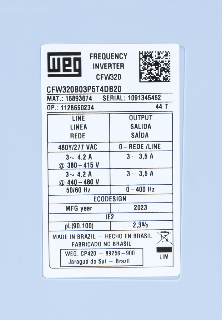 WEG Electric AC General Purpose Drive: 460 VAC, 2hp with 3-phase input ...