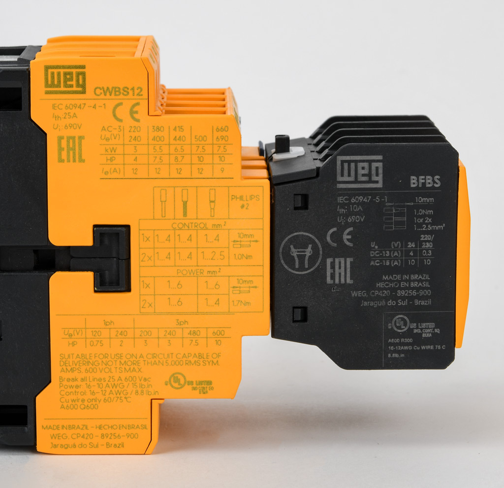 IEC Safety Contactor: 12A, 24 VAC (50/60Hz) coil voltage (PN# CWBS12-33 ...