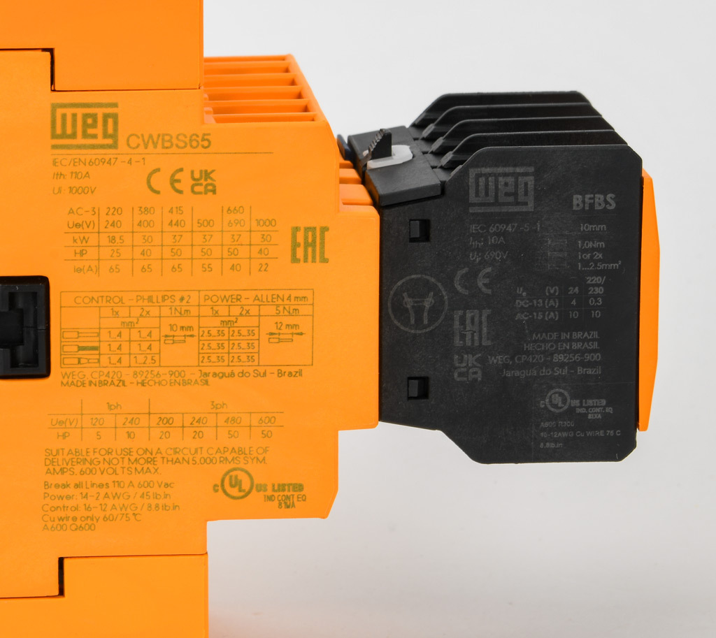 IEC Safety Contactor: 65A, 24 VDC coil voltage (PN# CWBS65-33-30C03 ...