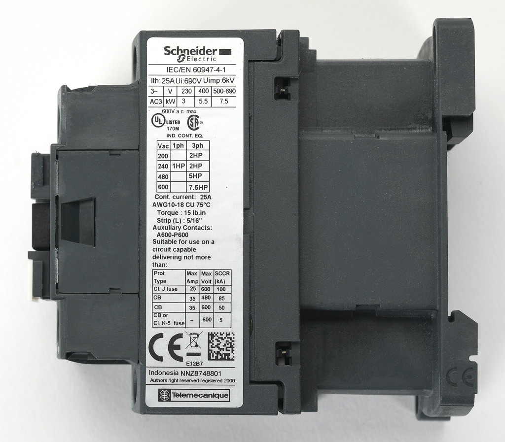 IEC Contactor: 12A, 24 VAC (50/60Hz) coil voltage (PN# DPE12B7) | AutomationDirect