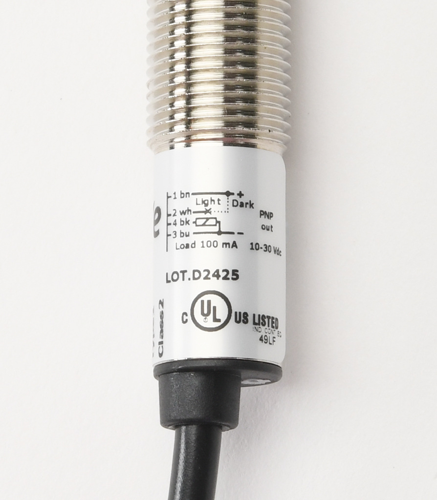 Tubular photo sensor: 100mm range, diffuse (PN# FDM3-0P-1A ...