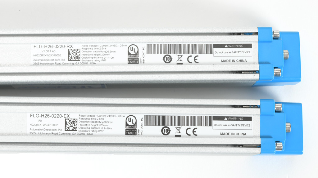 Light Grid: sender/receiver pair, 20mm resolution (PN# FLG-H26-0220 ...