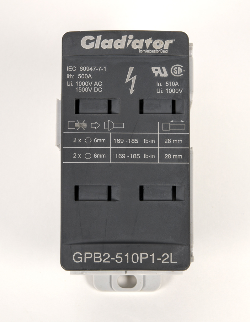 Terminal Block: enclosed, 510A, 1-pole, UL 1059 recognized (PN# GPB2-510P1-2L) | AutomationDirect