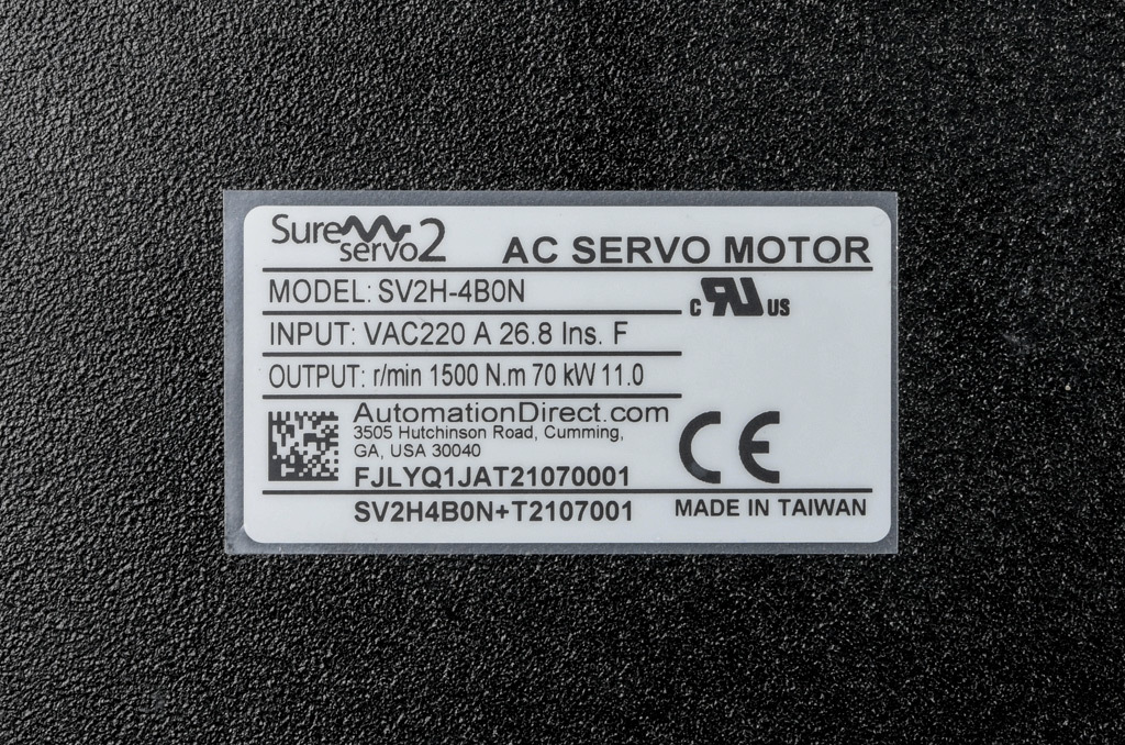 AC Brushless Servo Motor: high inertia, 11 kW (PN# SV2H-4B0N) | AutomationDirect
