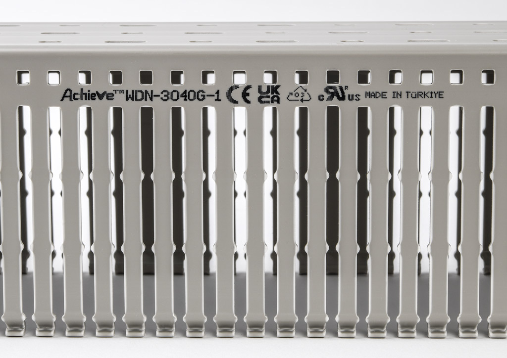 Open Slot Narrow Finger Wire Duct: 6.5ft/2m length, 3in width (PN# WDN-3040G-1) | AutomationDirect