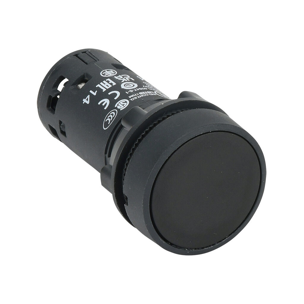 22mm Compact Pushbutton: momentary, black, IP65 (PN# 522335 ...