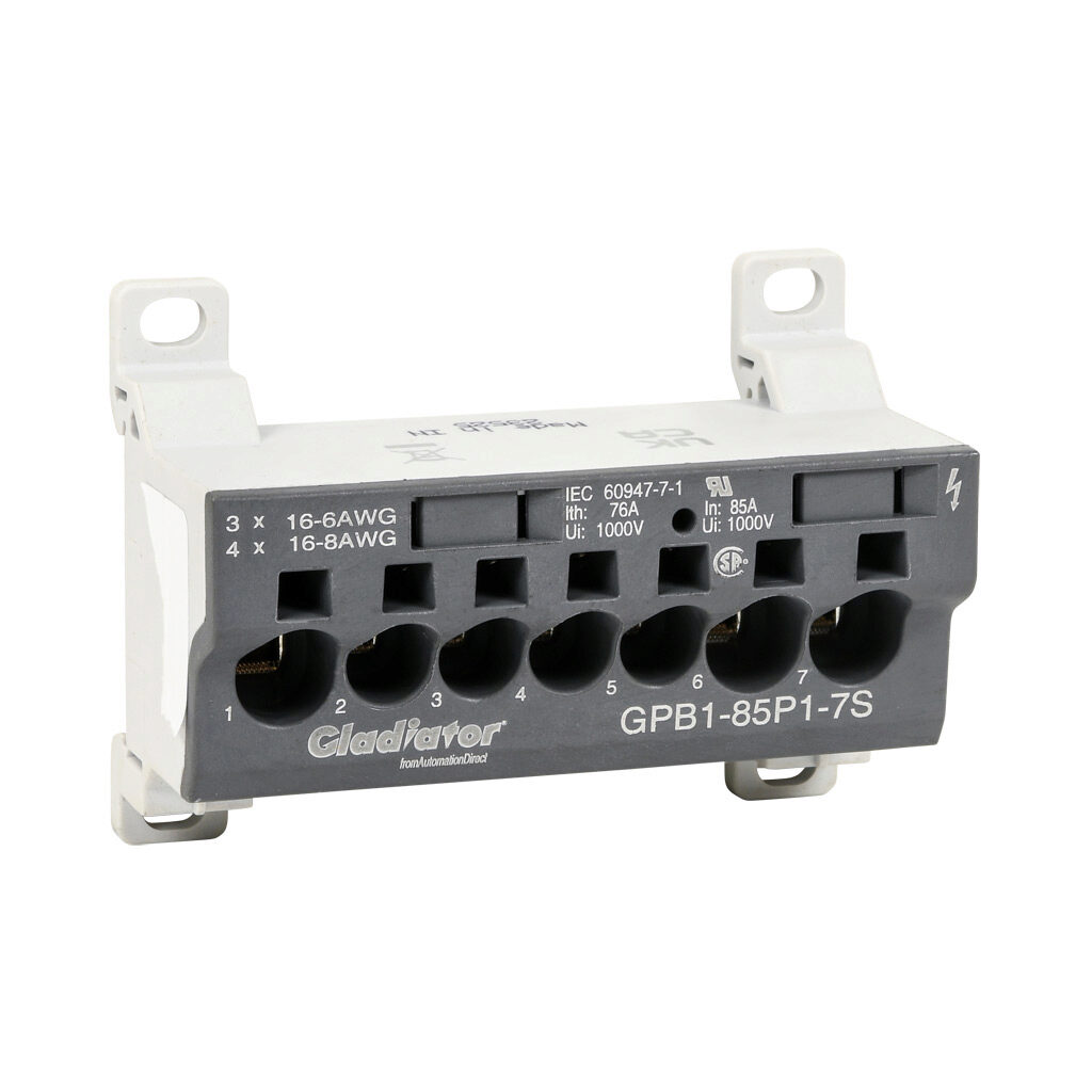 Terminal Block: enclosed, 85A, 1-pole, UL 1059 recognized (PN# GPB1-85P1-7S) | AutomationDirect