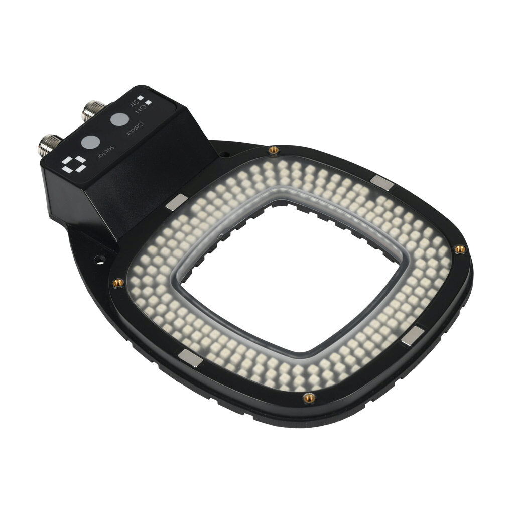 Machine Vision Lighting: ring light, visible red and cyan light ...