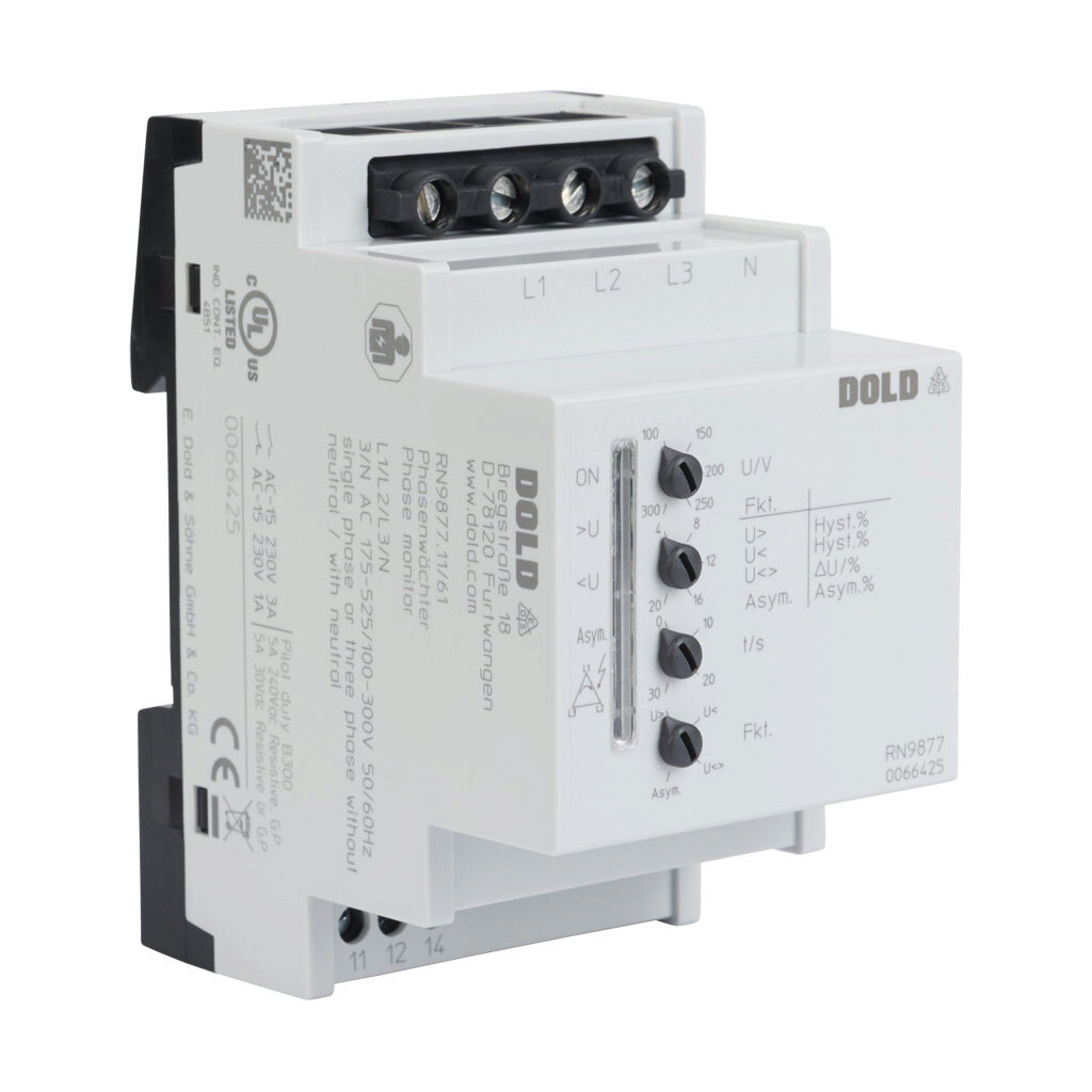 Phase Monitor Relay: 3-phase, 5A, 175-525 VAC input voltage (PN ...