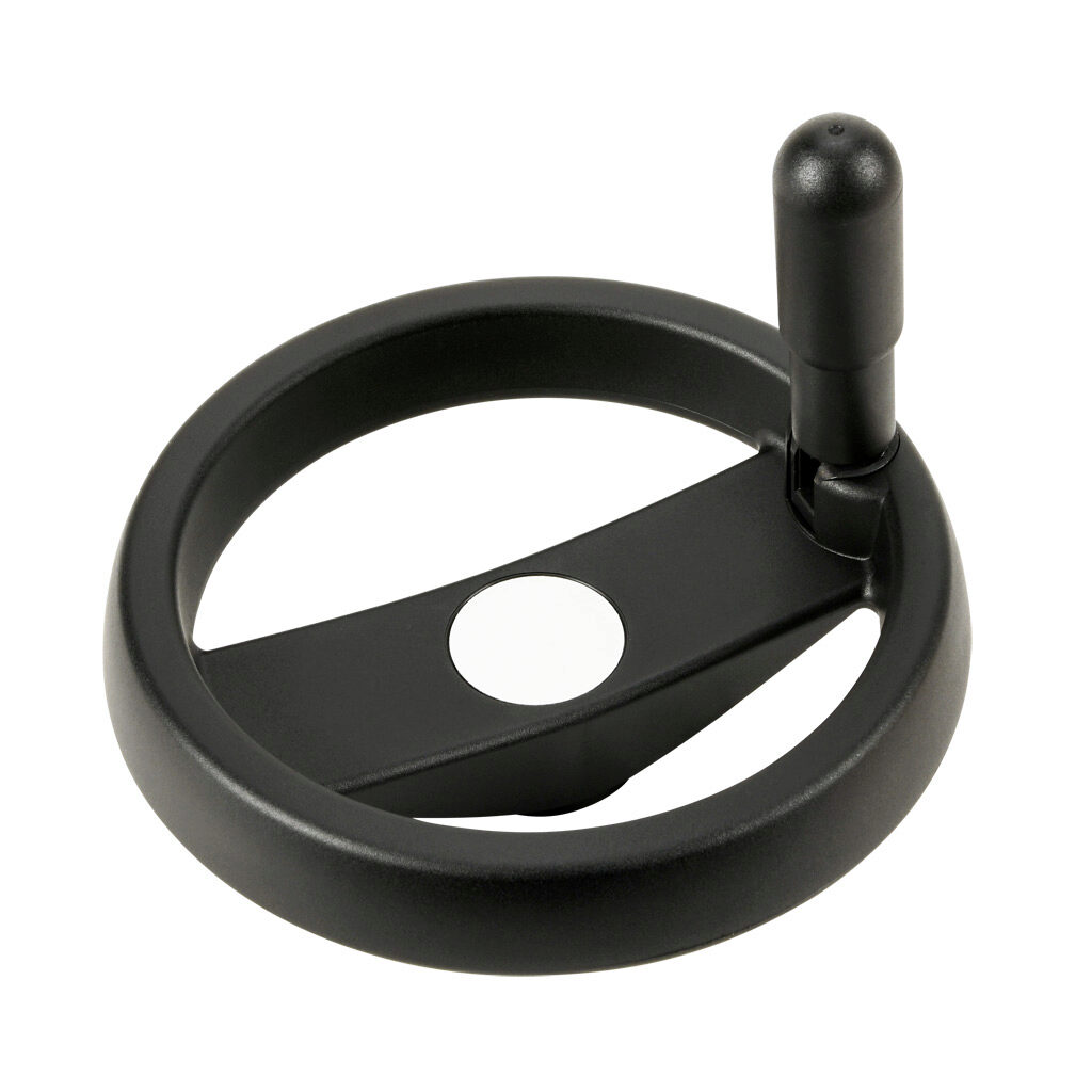 Elesa Handwheel: spoked, 160mm diameter, 14mm bore (PN# VRTP-160-IR-A14) | AutomationDirect