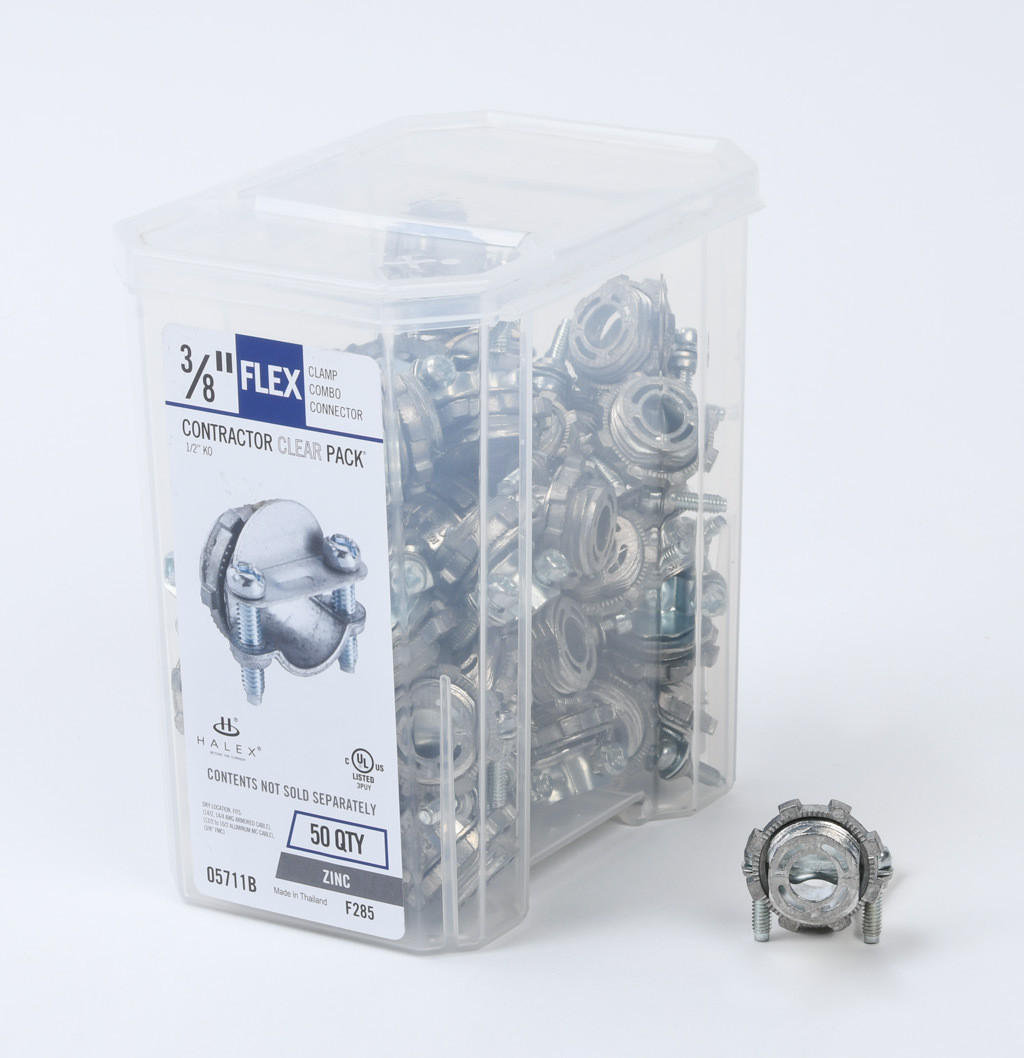 Fitting: 50/pk, 3/8in ID, straight, for flexible metal conduit (FMC ...