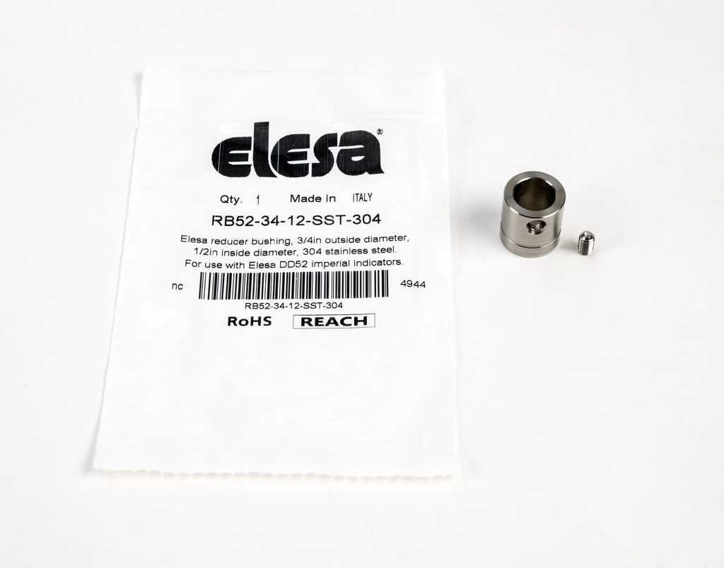 Elesa Reducer Bushing: 304 stainless steel, for Elesa DD52 imperial indicators (PN# RB52-34-12 ...