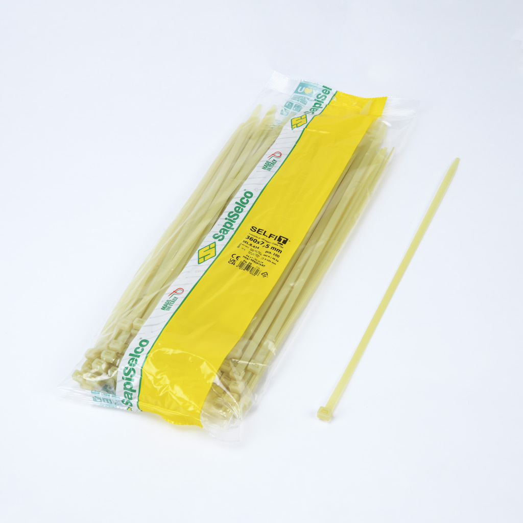 Cable Tie: 100/pk, 14.17in length, natural, nylon (PN# SEL.8.434) | AutomationDirect