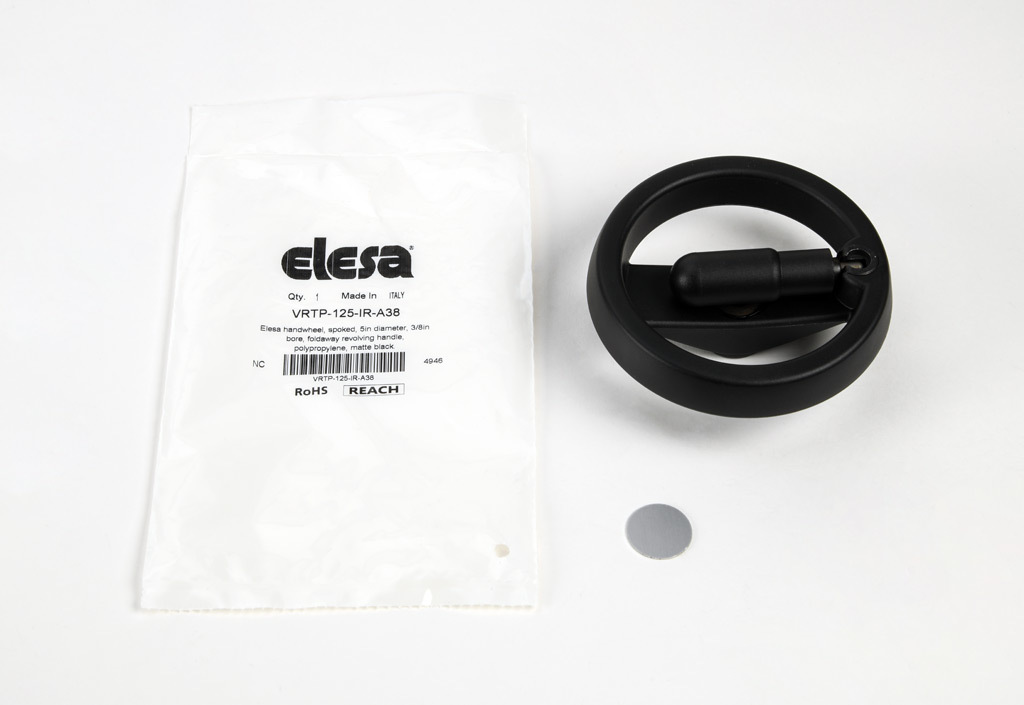 Elesa Handwheel: spoked, 5in diameter, 3/8in bore (PN# VRTP-125-IR-A38 ...