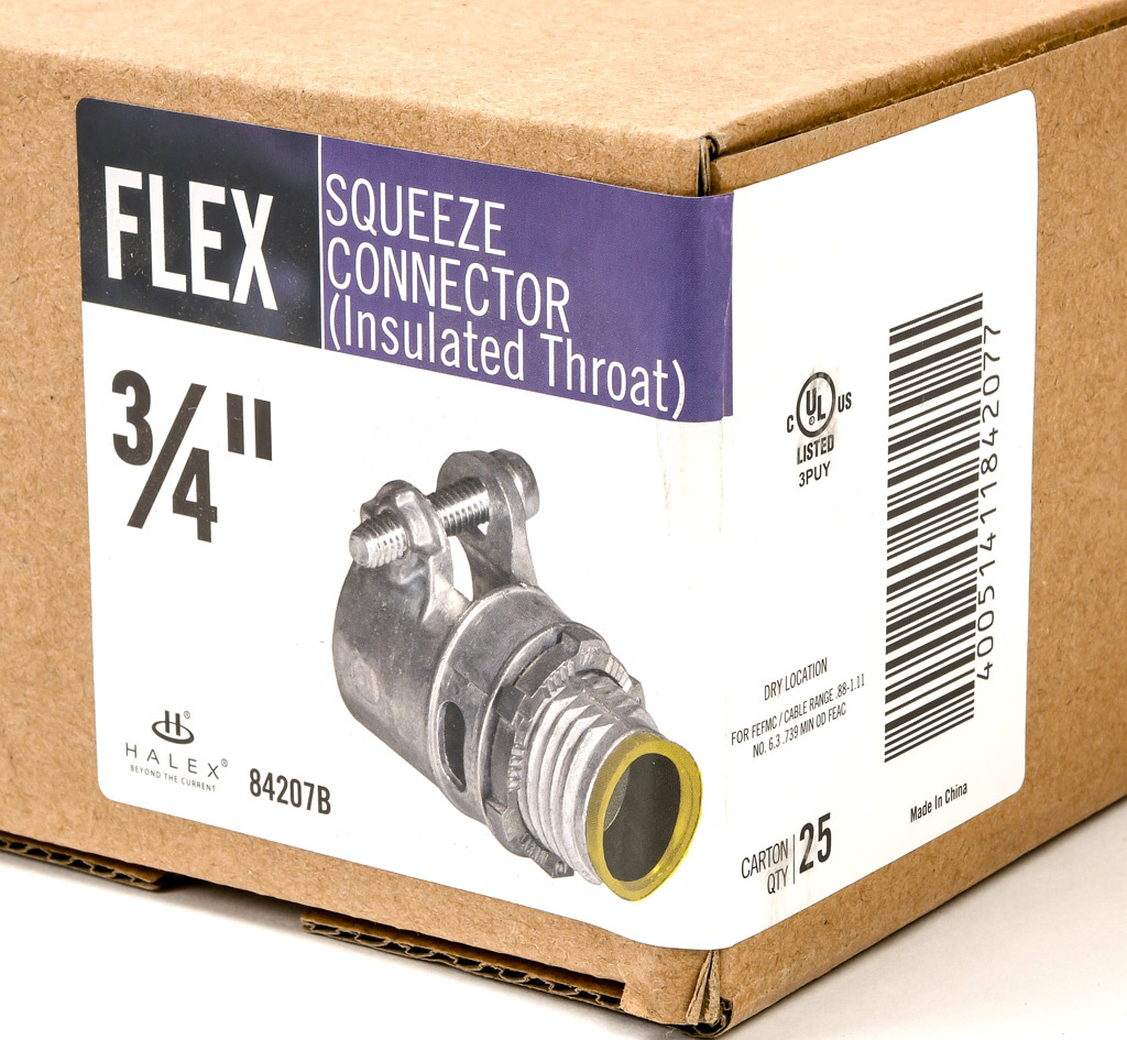 Fitting: 25/pk, 3/4in ID, straight, insulation, for flexible metal ...