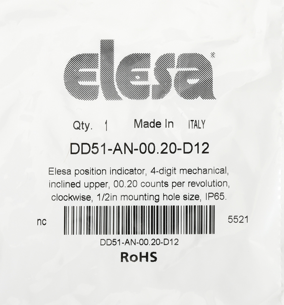 Elesa Position Indicator: 4-digit mechanical, IP65 (PN# DD51-AN-00.20 ...
