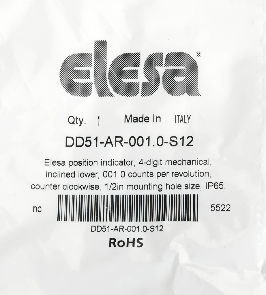 Elesa Position Indicator: 4-digit mechanical, IP65 (PN# DD51-AR-001.0-S12) | AutomationDirect