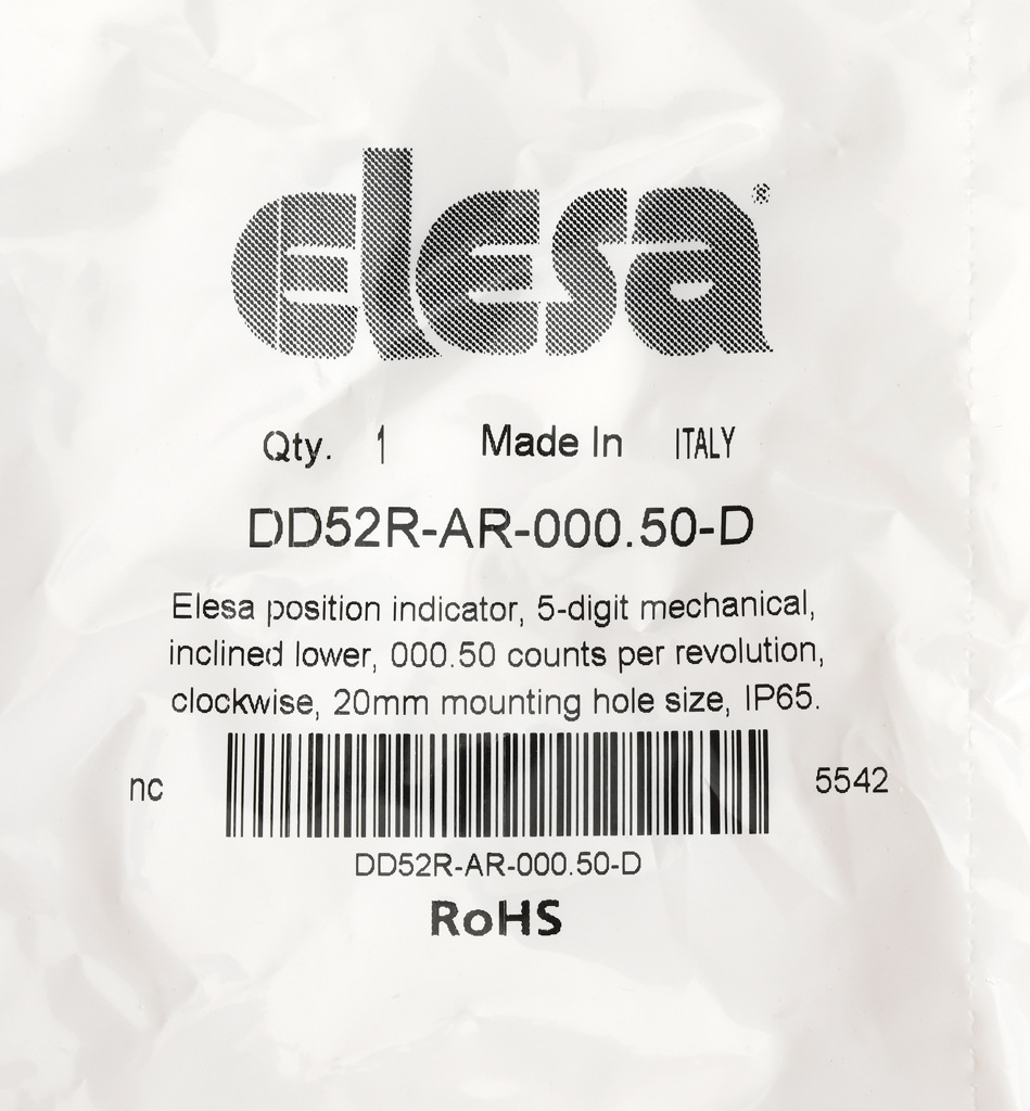 Elesa Position Indicator: 4-digit mechanical, IP65 (PN# DD52R-AR-000.50-D) | AutomationDirect