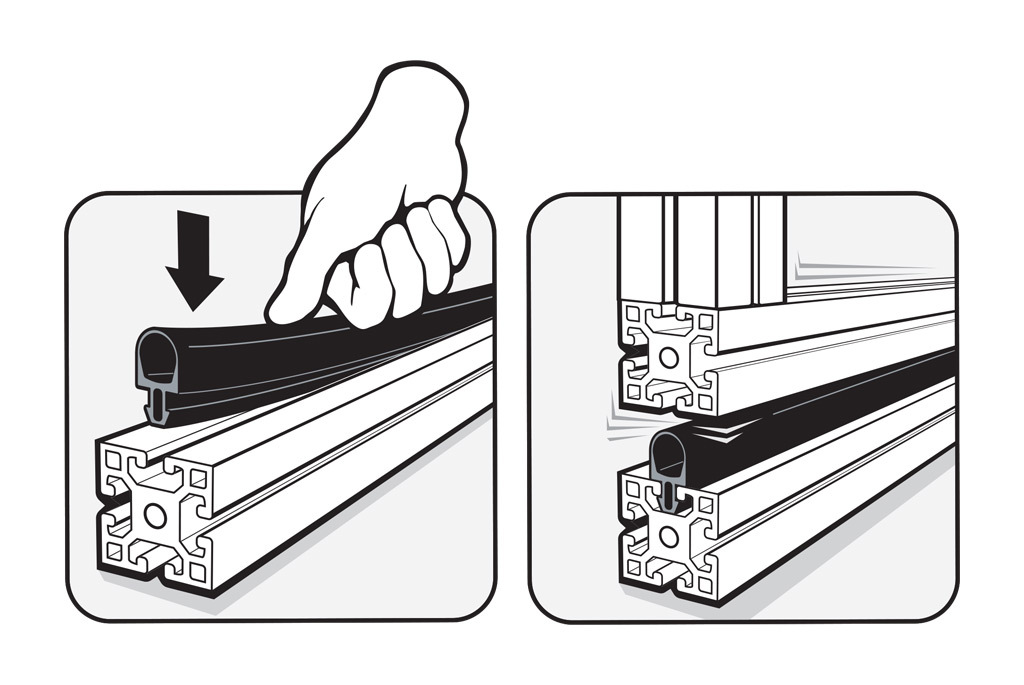 FATH Sealing Profile: black, for T-slotted rail (PN# 162928 ...