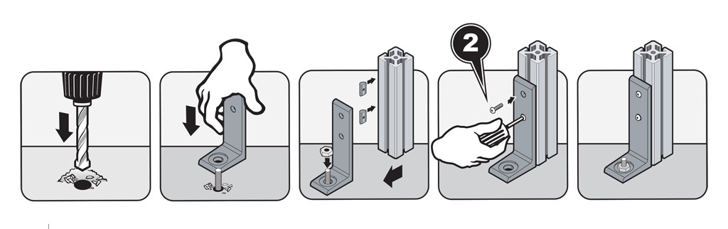 FATH Floor Bracket: silver, for T-slotted rail (PN# 162957 ...