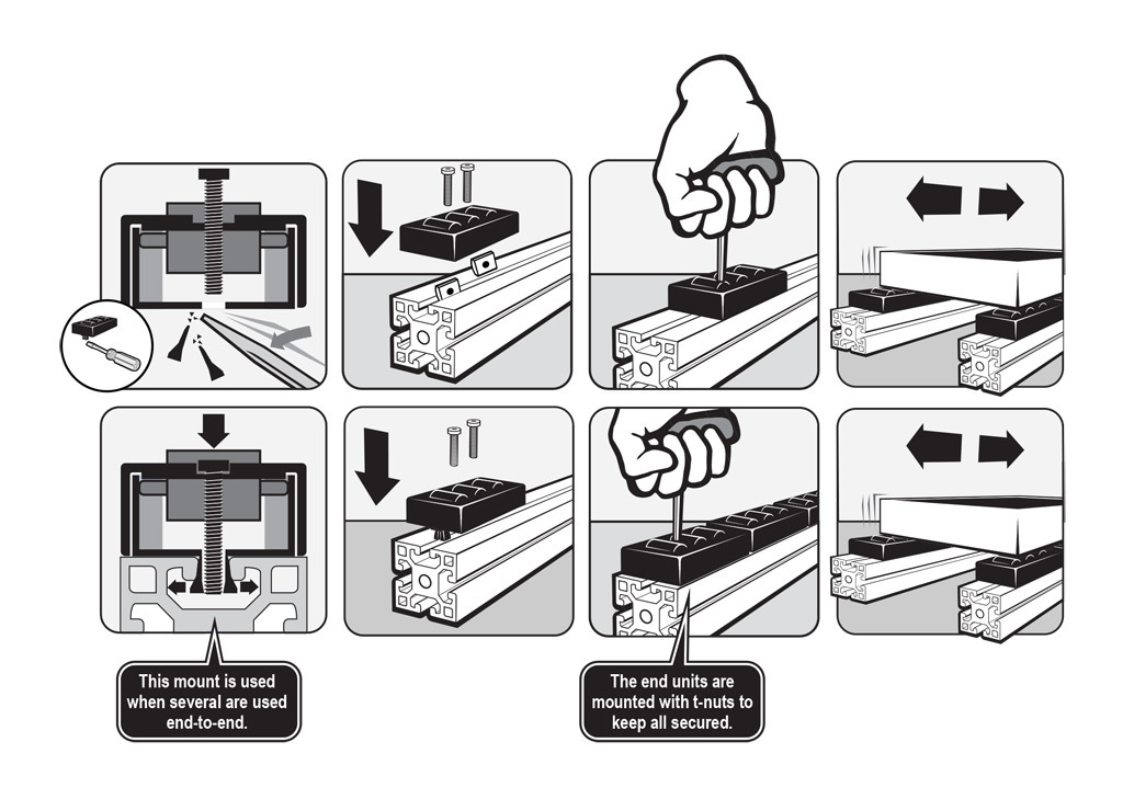 FATH Roller Element with Guide: black, for T-slotted rail (PN# 163020 ...