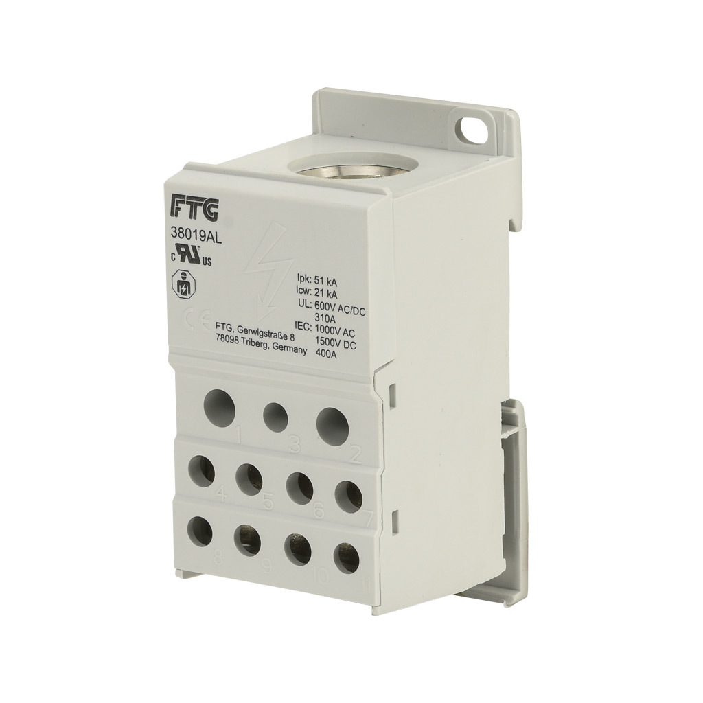 Terminal Block: enclosed, 310A, 1-pole, UL 1059 recognized (PN# 38019AL) | AutomationDirect