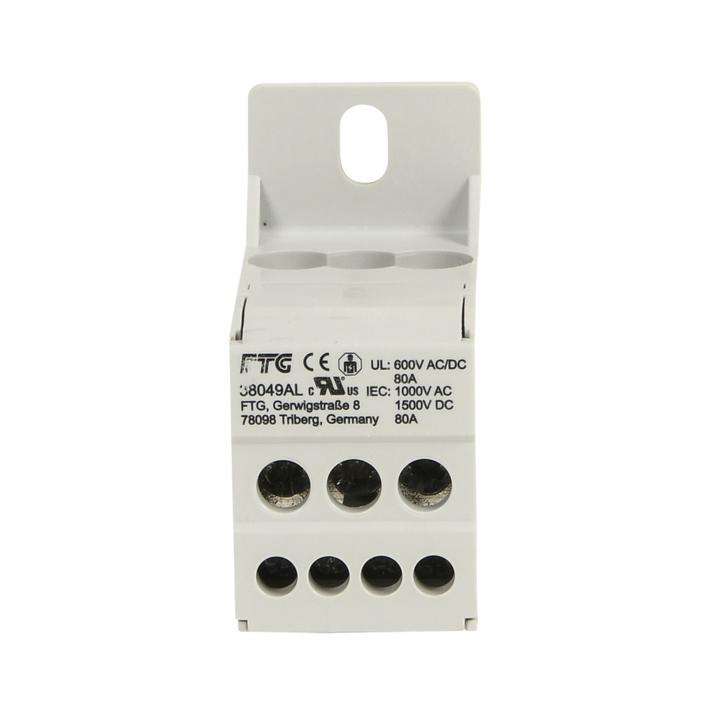 Terminal Block: enclosed, 80A, 1-pole, UL 1059 recognized (PN# 38049AL) | AutomationDirect