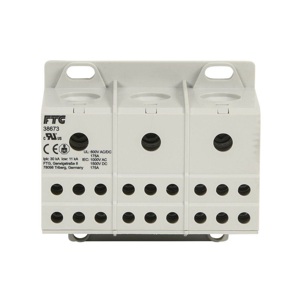 Terminal Block: enclosed, 175A, 3-pole, UL 1059 recognized (PN# 38673 ...