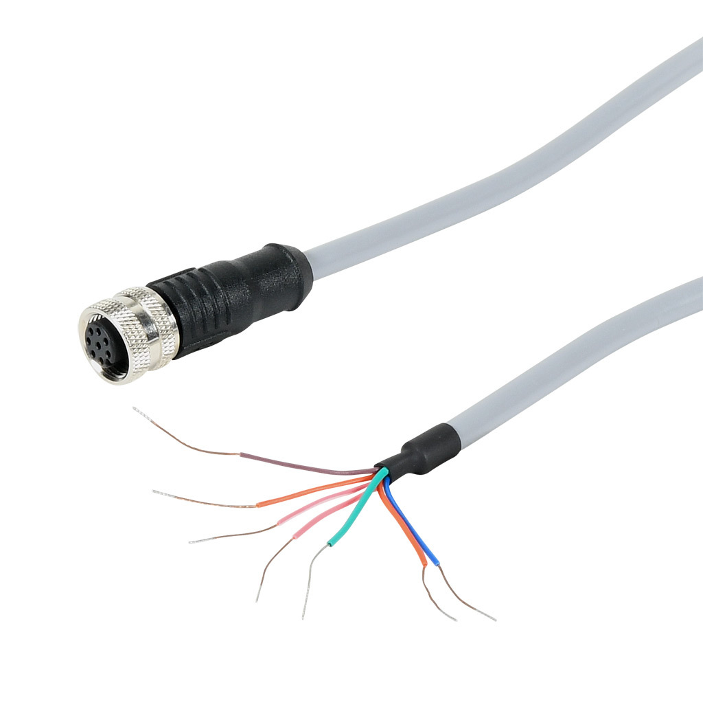 Connection Cable: 16.4ft/5m, 8-pin M12 quick-disconnect to pigtail (PN ...