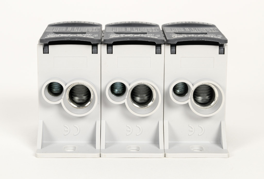 Terminal Block: enclosed, 115A, 3-pole, UL 1059 recognized (PN# GPB2-115P3-6L) | AutomationDirect