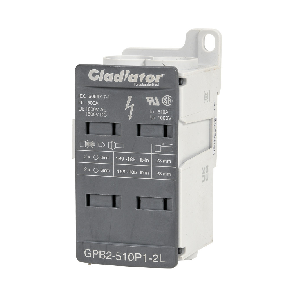 Terminal Block: enclosed, 510A, 1-pole, UL 1059 recognized (PN# GPB2-510P1-2L) | AutomationDirect