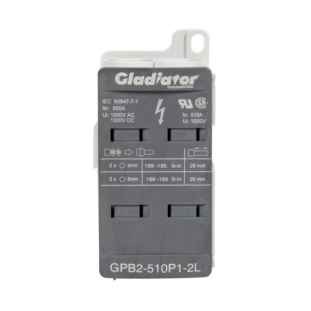 Terminal Block: enclosed, 510A, 1-pole, UL 1059 recognized (PN# GPB2-510P1-2L) | AutomationDirect