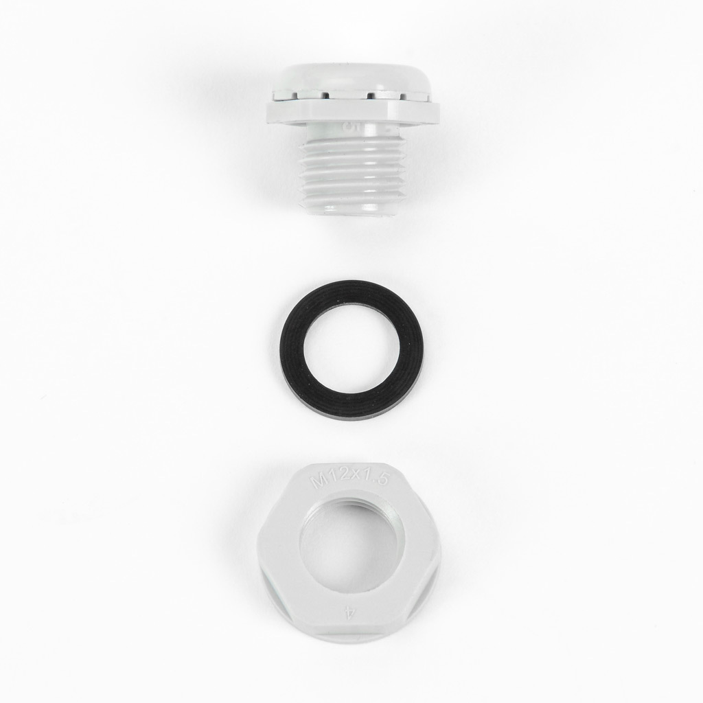 Pressure Relief Vent Plug: M12 x 1.5mm thread type, polyamide, light ...