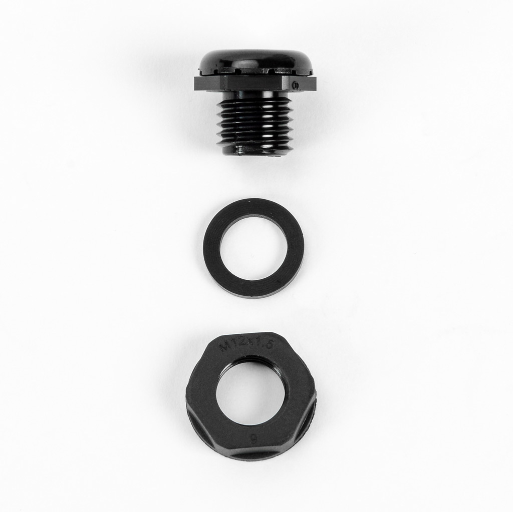 Pressure Relief Vent Plug: M12 x 1.5mm thread type, polyamide, black ...