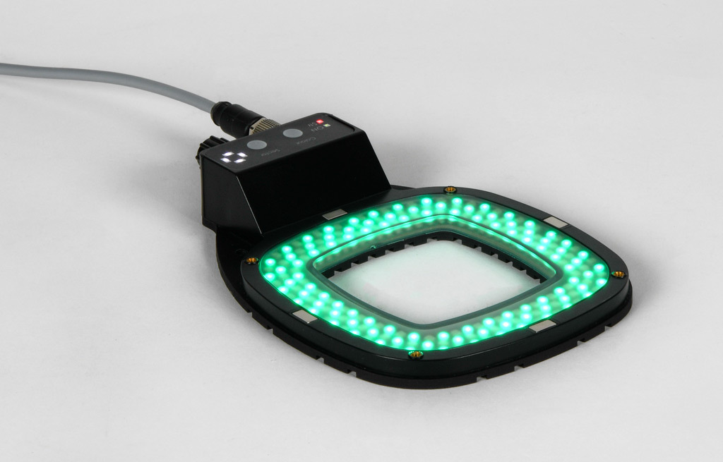 Machine Vision Lighting: ring light, visible red and cyan light ...