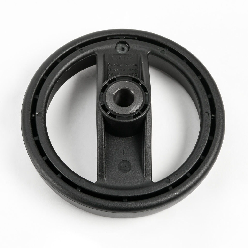 Elesa Handwheel: spoked, 125mm diameter, 12mm bore (PN# VRTP-125-IR-A12) | AutomationDirect