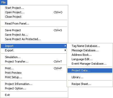 Import a Project Data File
