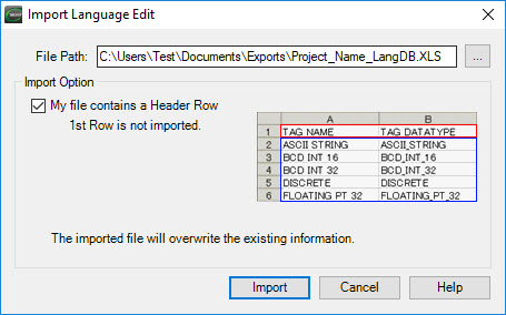 Import Language Edit Database