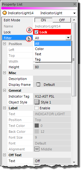 Edit Objects in the Property List Window