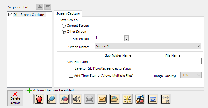 Add Event Action — Screen Capture
