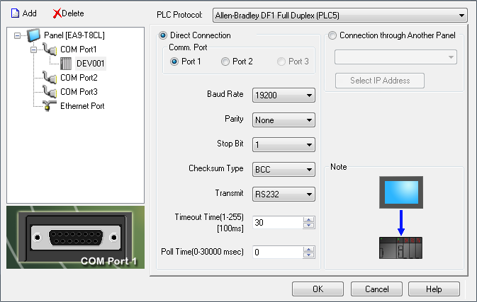 Allen-Bradley DF1 Full Duplex (PLC5) Protocol Setup