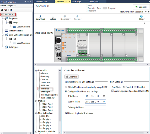 Allen-Bradley Micro800 EtherNet/IP Client Tag-Based Setup