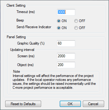 Communicating with C-more using the Remote Access Feature