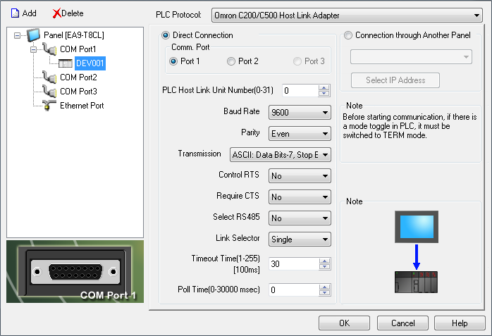 Omron Host Link Module Protocol Setup